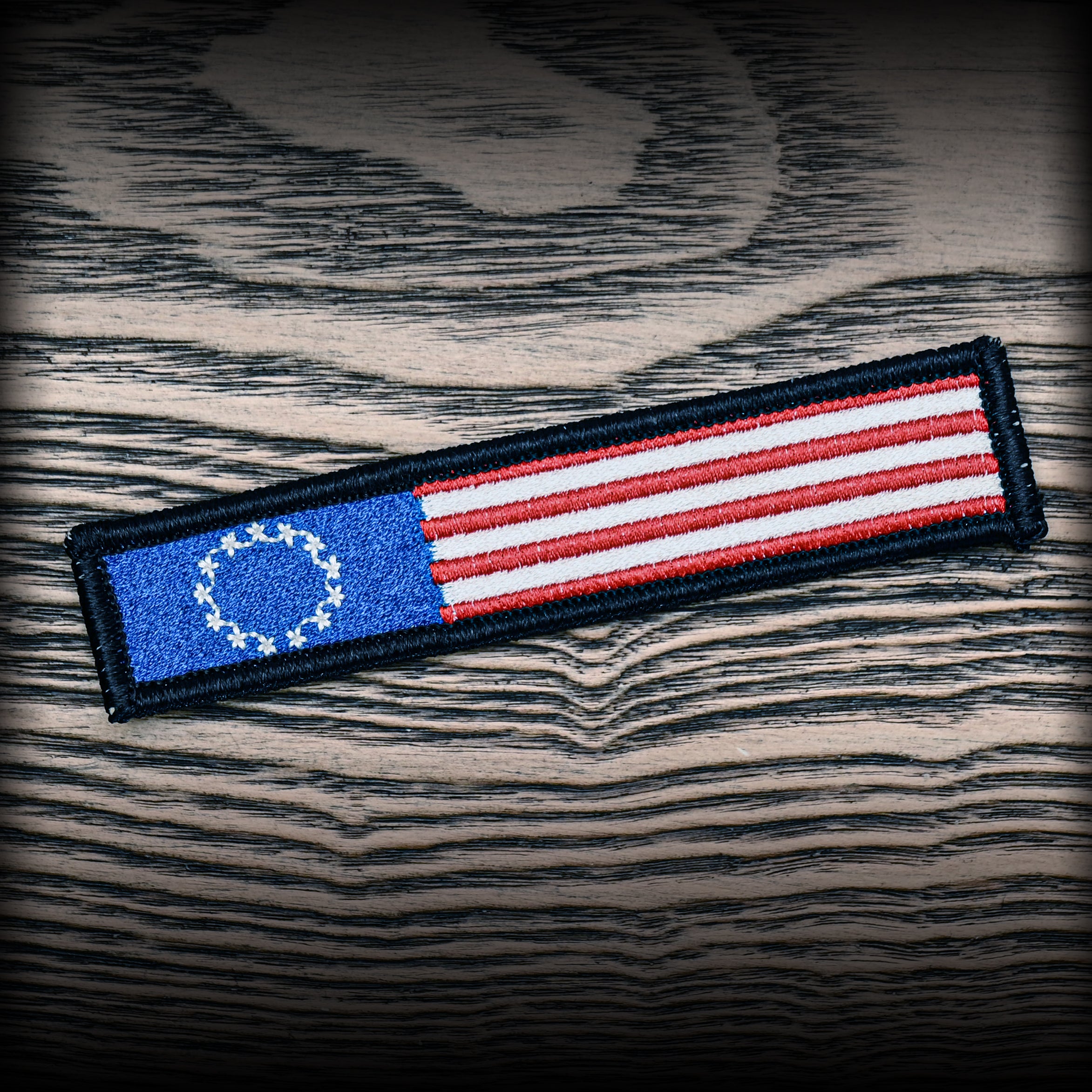 Buy American Made Betsy Ross 1x5 Velcro Flag Patch in Black – Freedom ...
